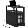 HOMCOM Narrow Side Table End Table with Charging Station, USB Ports ...