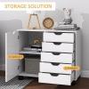 HOMCOM Mobile Filing Cabinet with 5 Drawers, Door and Adjustable Shelf ...
