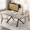 Retro Rectangular Stretch Dining Table, Grey | Aosom.com