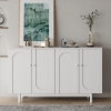Stylish 4-Door Intaglio Storage Cabinet with Pine Legs, White | Aosom.com