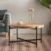 33" Modern Thread Design Round Coffee Table, Natural | Aosom.com
