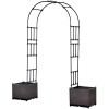 Outsunny 8ft Garden Arch with Two Planters Outdoor Steel Trellis Arbor ...