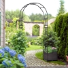 Outsunny 8ft Garden Arch with Two Planters Outdoor Steel Trellis Arbor ...