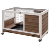 PawHut Wooden Indoor Rabbit Hutch Elevated Cage Habitat with Enclosed ...