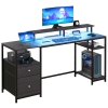 HOMCOM 61" Computer Table with LED Lights, PC Desk with Power Outlets ...