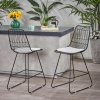 Modern Outdoor Wire Counter Stools Set of 2 with Cushions, Black+Ivory ...