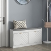 HOMCOM Narrow Storage Bench, Upholstered Entry Way Bench, Shoe Rack ...