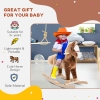 Qaba Kids Rocking Horse Plush Toddler Rocker Wooden Base Ride On Toy ...