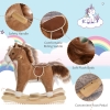 Qaba Rocking Horse Plush Animal on Wooden Rockers with Sounds, Wooden ...
