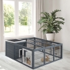PawHut Rabbit Hutch Bunny Cage with Openable Main House Indoor Outdoor ...