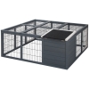 PawHut Rabbit Hutch Bunny Cage with Openable Main House Indoor Outdoor ...