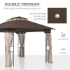 Outsunny 10' x 12' Patio Gazebo Outdoor Canopy Shelter with Double Tier ...
