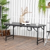 Outsunny Foldable Patio Dining Table for 4, Height Adjustable Outdoor ...