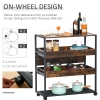 HOMCOM Industrial Kitchen Rolling Cart on Wheels, 4-Tier Utility Cart ...