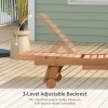 Outsunny Wooden Outdoor Chaise Lounge Patio Pool Chair w/ Pull-Out Tray ...