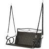 Outsunny 2-Person Wicker Porch Swing for Outside, Hanging Swing Bench with Steel Chains for ...