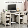 HOMCOM Home Office Writing Desk with Storage Cabinet, Drawer, PC Study ...