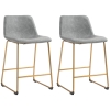 HOMCOM Counter Height Stools Set of 2, PU Leather Upholstered Stools ...