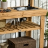 Outsunny Outdoor Potting Bench Table with Faucet, Removable Sink, Hooks ...