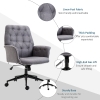 HOMCOM Linen Computer Desk Chair Tufted Height Adjustable Home Office ...