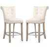 HOMCOM Bar Stools Set of 2, Upholstered Counter Height Stools with ...
