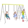 Outsunny 4 in 1 Metal Swing Set with Double Swings, Climber, Climbing ...