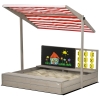 Outsunny Kids Wooden Sandbox with Adjustable Canopy, Bench Seats ...