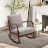 HOMCOM Upholstered Rocking Armchair with Wood Base and Linen Fabric ...