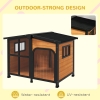 PawHut Cabin-Style Wooden Dog House for Large Dogs with Openable Roof ...