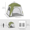 Outsunny Pop Up Camping Dome Tent Portable with 4 Doors and 4 Windows for 4 Person, Green ...