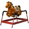 Qaba Kids Plush Rocking Horse with Springs and Realistic Sounds, Almond ...