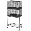 PawHut Double Stackable Bird Cage on Wheels w/ Stand, for Canaries ...