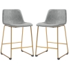 HOMCOM Counter Height Stools Set of 2, PU Leather Upholstered Stools ...