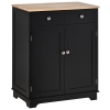 HOMCOM Kitchen Storage Cabinet, Storage Cabinet with Solid Wood Top ...