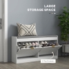 HOMCOM Narrow Storage Bench, Upholstered Entry Way Bench, Shoe Rack ...