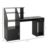 HOMCOM Computer Desk with Cabinet and Drawer, Home Office Gaming Table ...