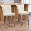 HOMCOM Bar Stools Set of 2, Upholstered Counter Height Stools with ...