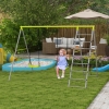 Outsunny 4 in 1 Metal Swing Set with Double Swings, Climber, Climbing ...