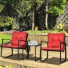 Outsunny 3 Pieces Rocking Bistro Set, Outdoor Wicker Patio Furniture ...