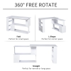 HOMCOM 360° Rotating Corner Desk L-Shaped PC Workstation Student Writing Table with Storage ...