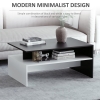 HOMCOM Modern Coffee Table, 2-tier Rectangular Center Table with ...