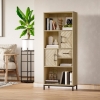 HOMCOM 59" Wooden Bookcase With Door Cabinets Drawer Open Compartments ...