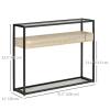 HOMCOM Industrial Style Console Table Sofa Table with Tempered Glass ...