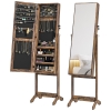 HOMCOM Lockable Mirror Jewelry Cabinet, Full-Length Mirror and ...
