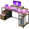 HOMCOM 61" Computer Table with LED Lights, PC Desk with Power Outlets ...
