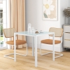 HOMCOM Square Kitchen Table for 2-4 People, Dining Table with Glass Top ...