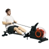 Soozier Foldable Rower Machine, Water Rowing Machine with Wheels, LCD ...