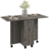 HOMCOM Foldable Dining Table, Rolling Kitchen Table With Storage ...